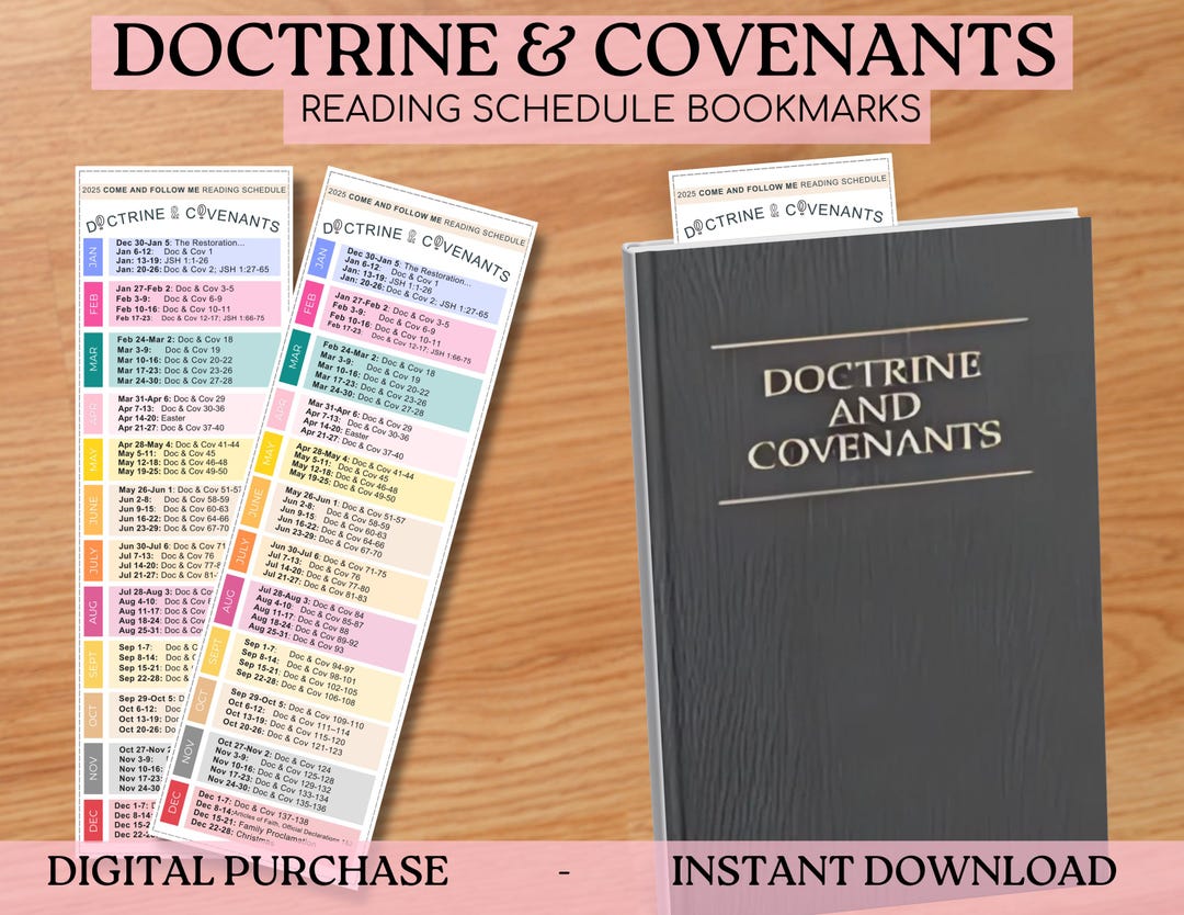 2025 Come Follow Me Doctrine & Covenants Bookmark, Doctrine N Covenants Reading Schedule, Sunday ...