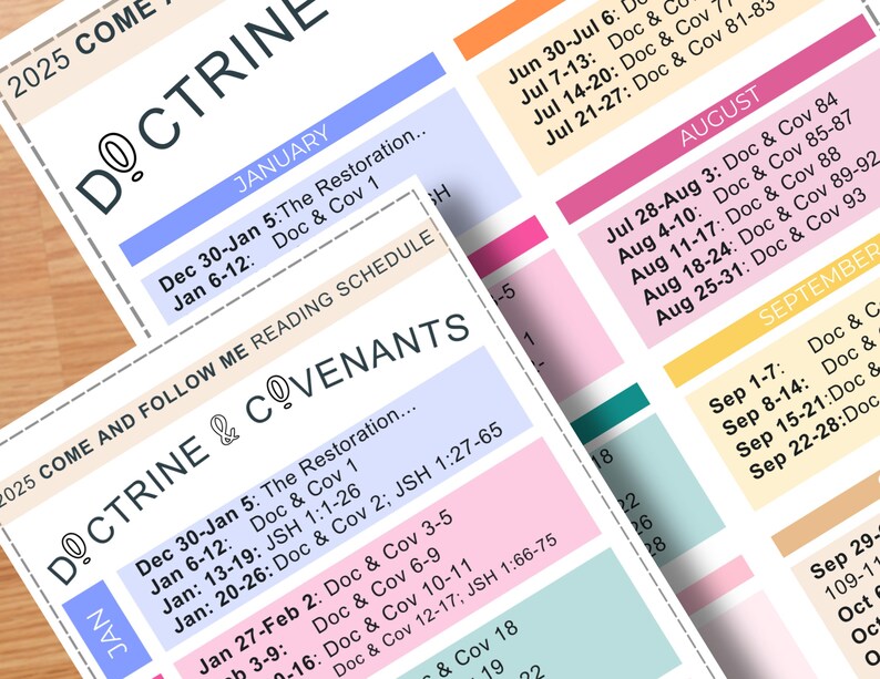 2025 Come Follow Me Bookmark: Doctrine & Covenants Reading Schedule ...