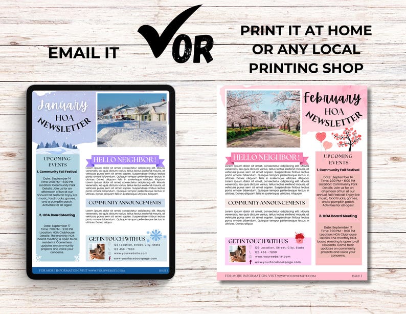 HOA Newsletter Template Bundle: 12-month Community News (canva, Digital ...