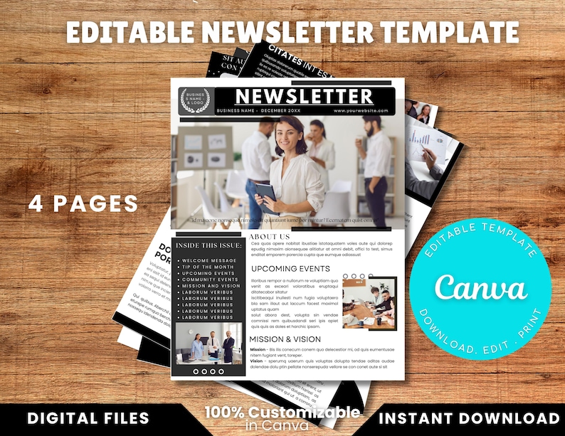 Editable Newsletter Canva Template: Business, Company, Nonprofit ...