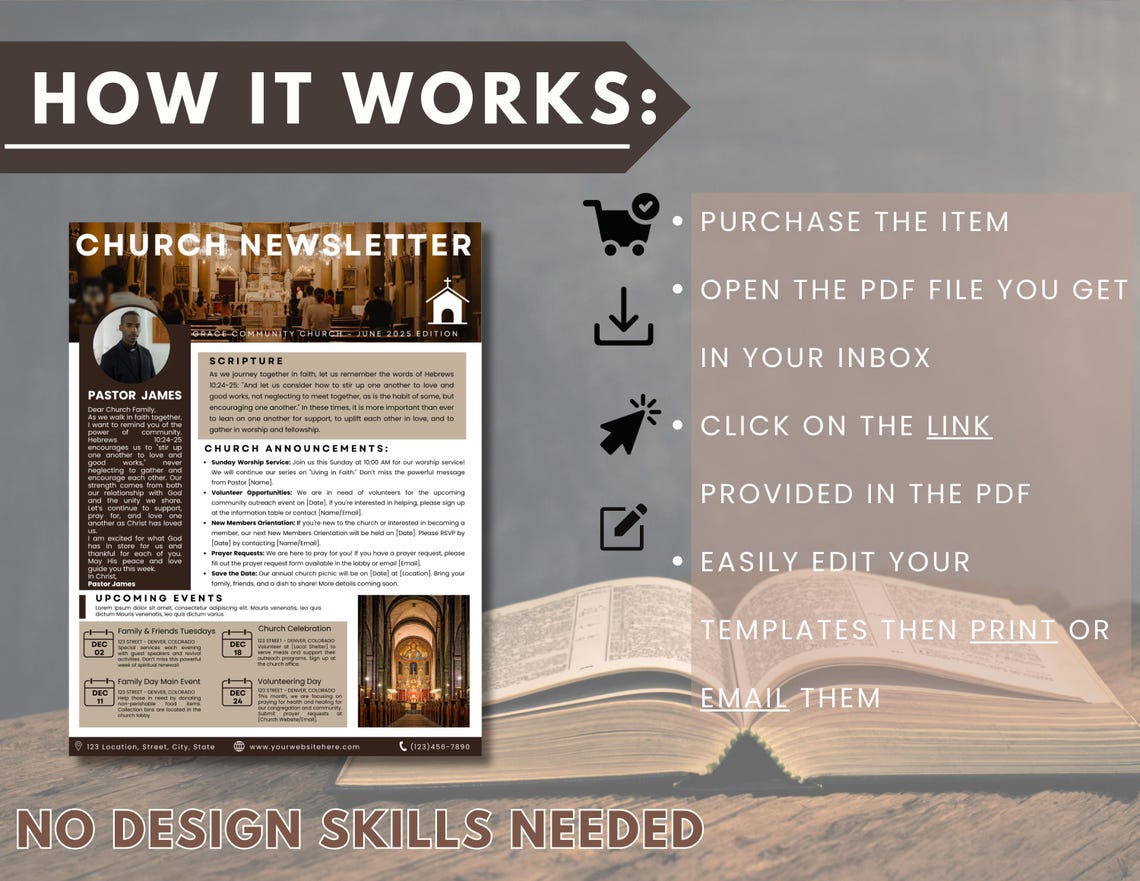 Editable Church Newsletter Template: Modern Bulletin Design (canva, US ...