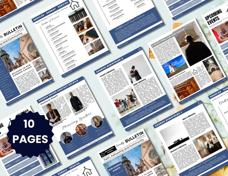 Editable Church Bulletin Template: Modern Newsletter, Order of Service ...