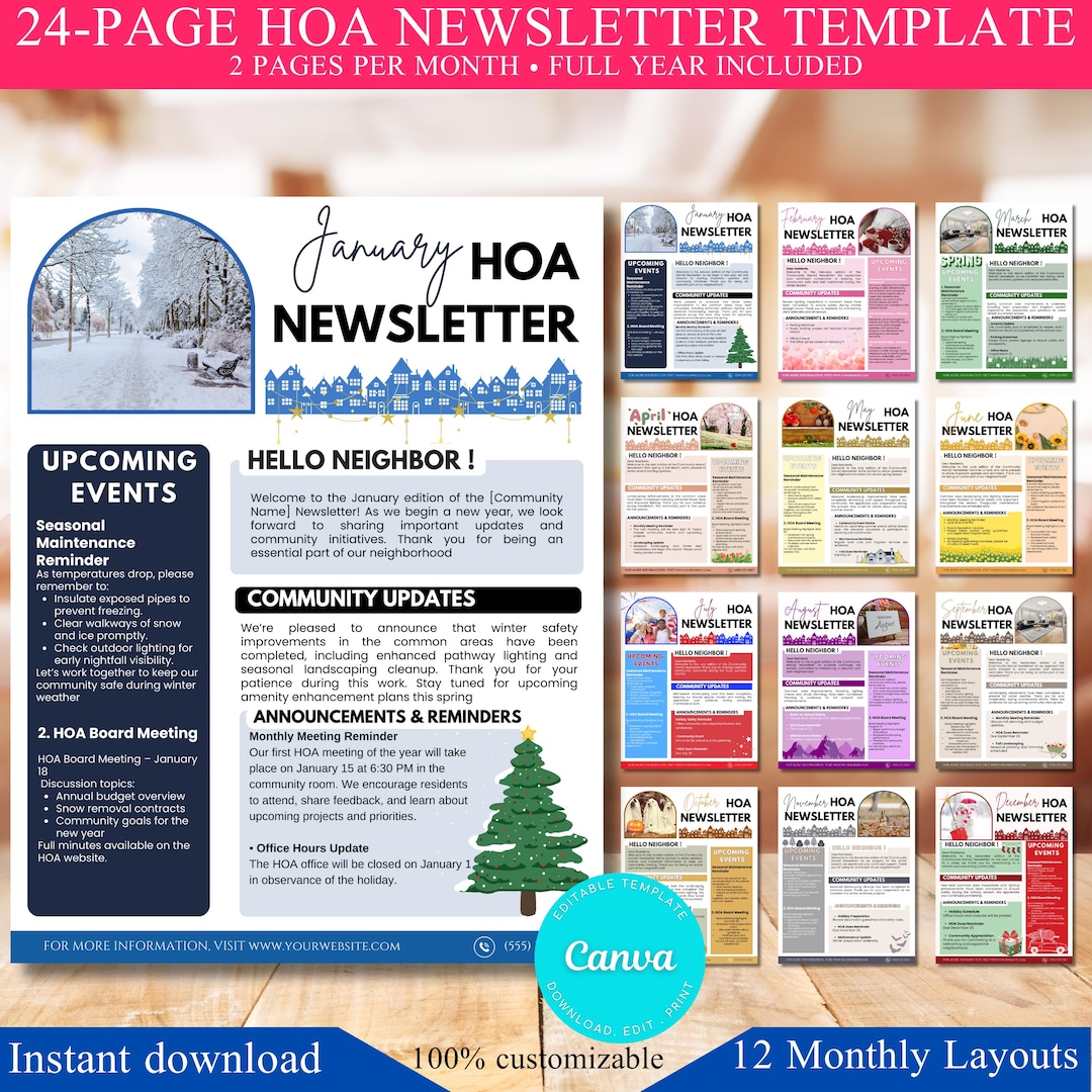 Editable HOA Newsletter Templates, Canva Community Newsletter ...