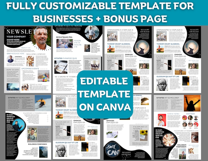 Editable Newsletter Template, Professional Newsletter Print, Canva ...