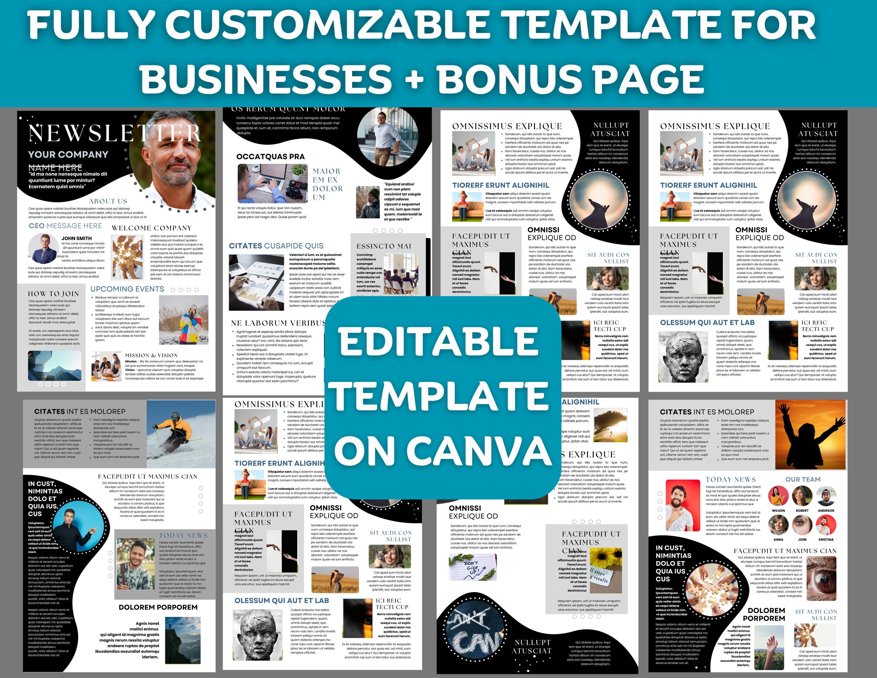 Editable Newsletter Template: Professional Print Design (canva) - Etsy