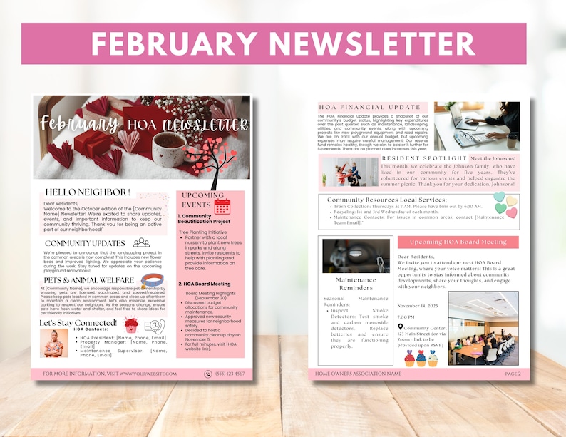 Editable HOA Newsletter Template: 12-month Canva Bundle (8.5x11) (digital Download) - Etsy