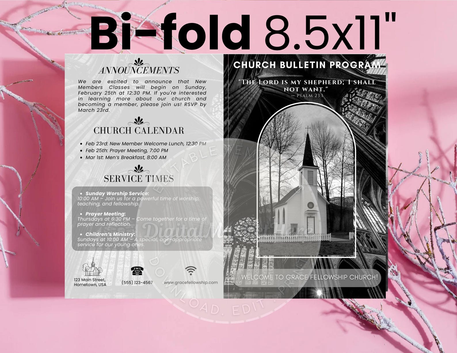 Church Bulletin Templates, Church Newsletter Canva, Church Program ...