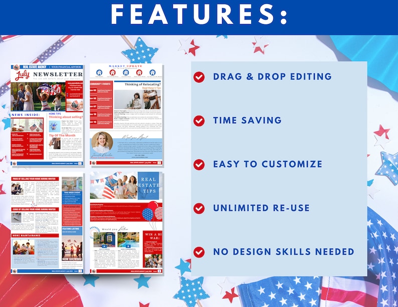July Newsletter Template, Real Estate Newsletter, Real Estate Marketing ...