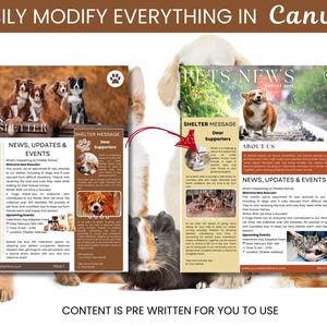 Editable Pet Newsletter Template: Animal Shelter, Rescue (canva, 4 ...