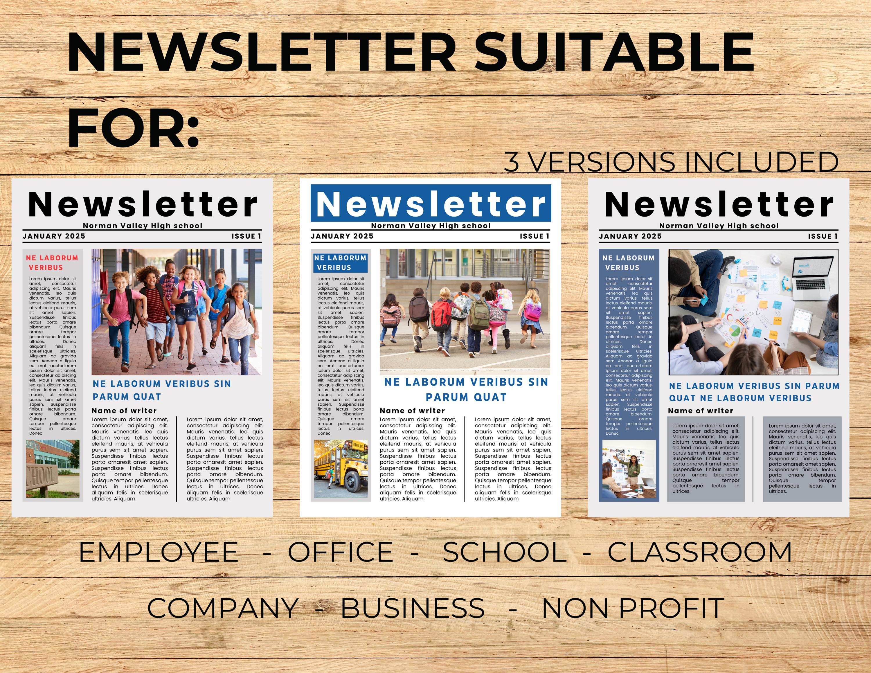 1 Page Newsletter, Editable Newsletter Template for Canva, School ...