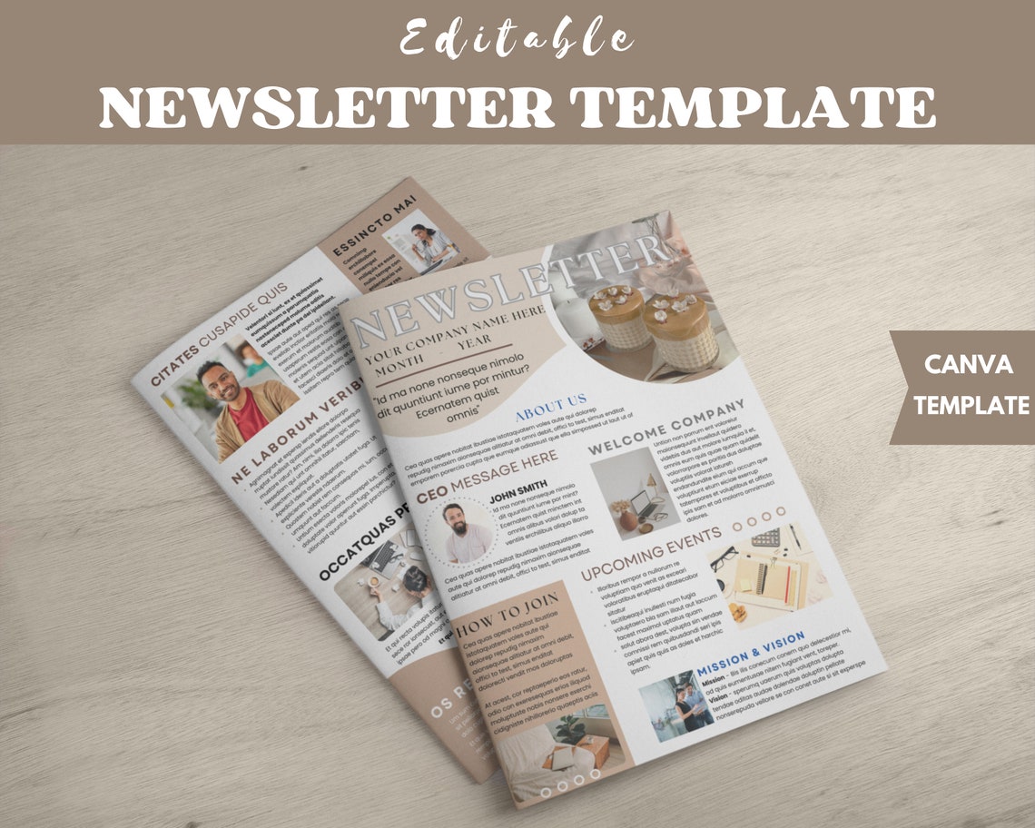 Newsletter Template Canva, Newsletter Template Editable News Letter ...