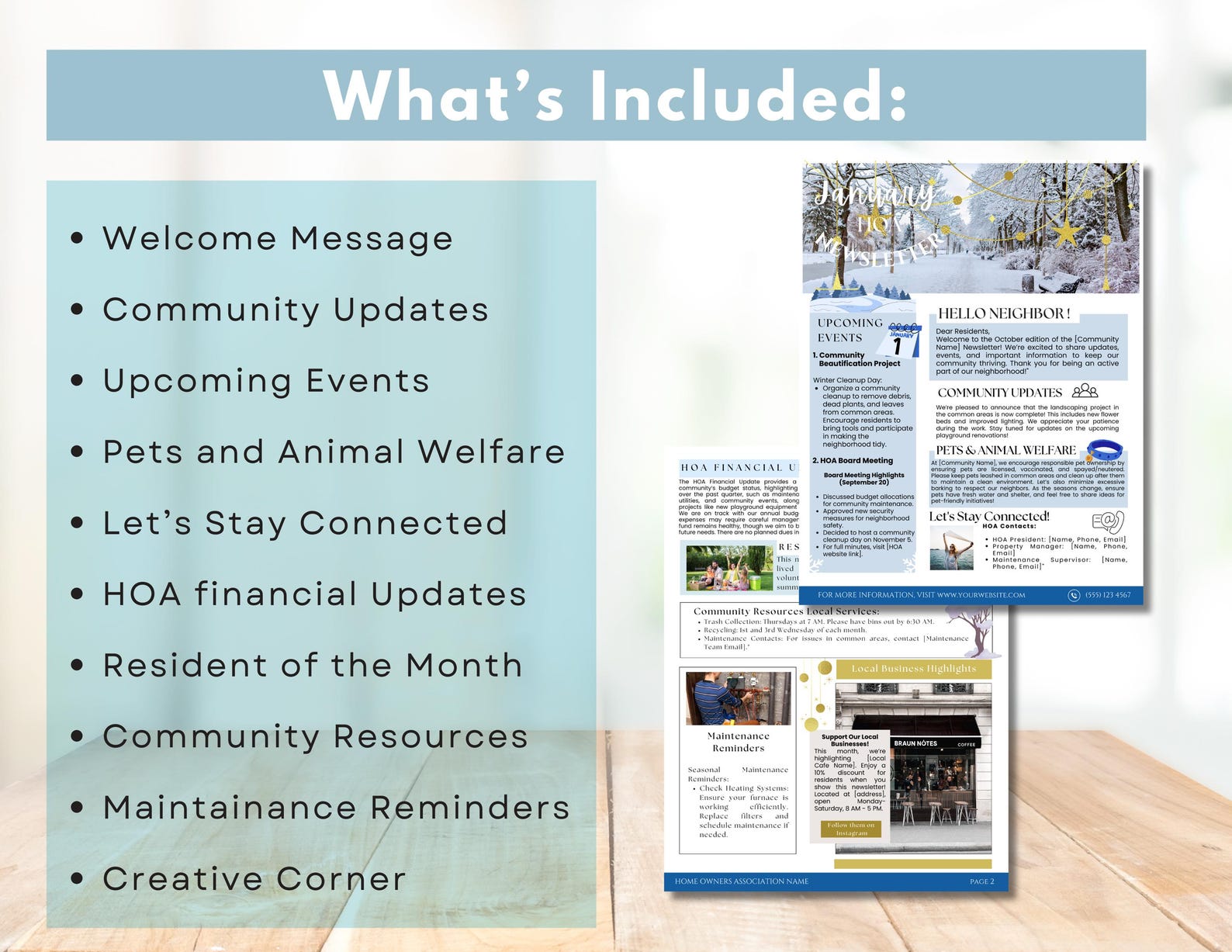 Hoa Newsletter Canva Template, Hoa Newsletter Bundle, HOA Monthly ...