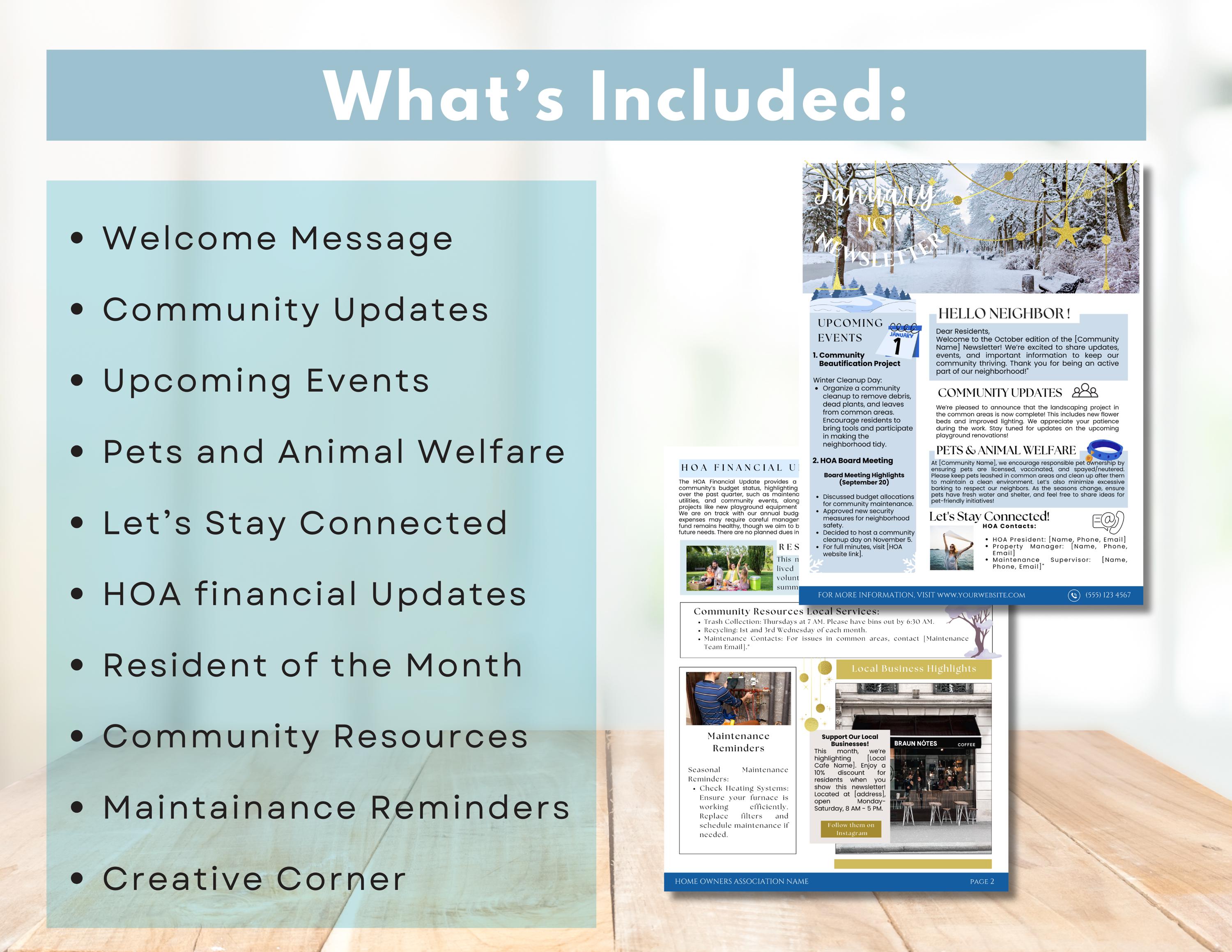 Editable HOA Newsletter Template: 12-month Canva Bundle (8.5x11 ...