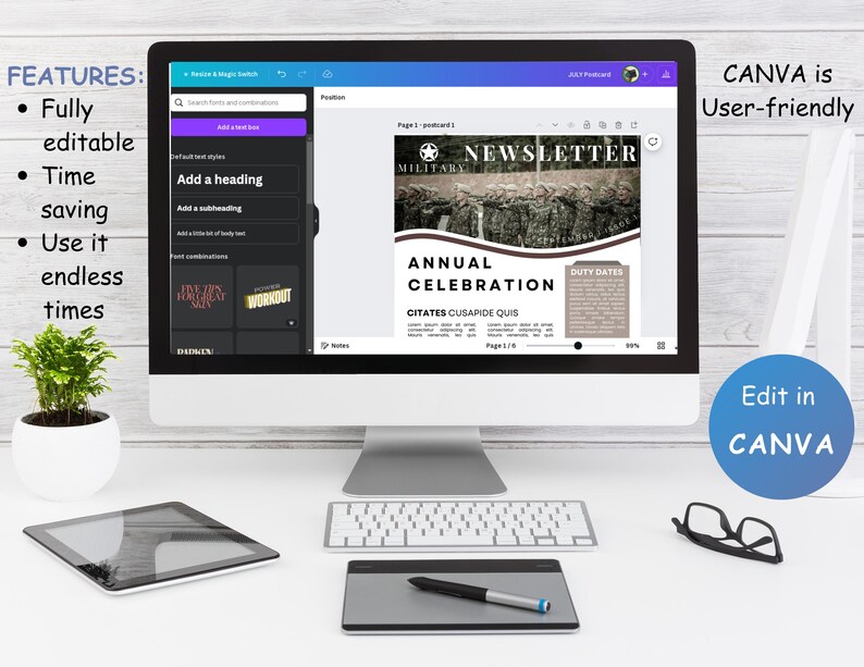 Military Newsletter Template: Canva Email Marketing (digital Download ...