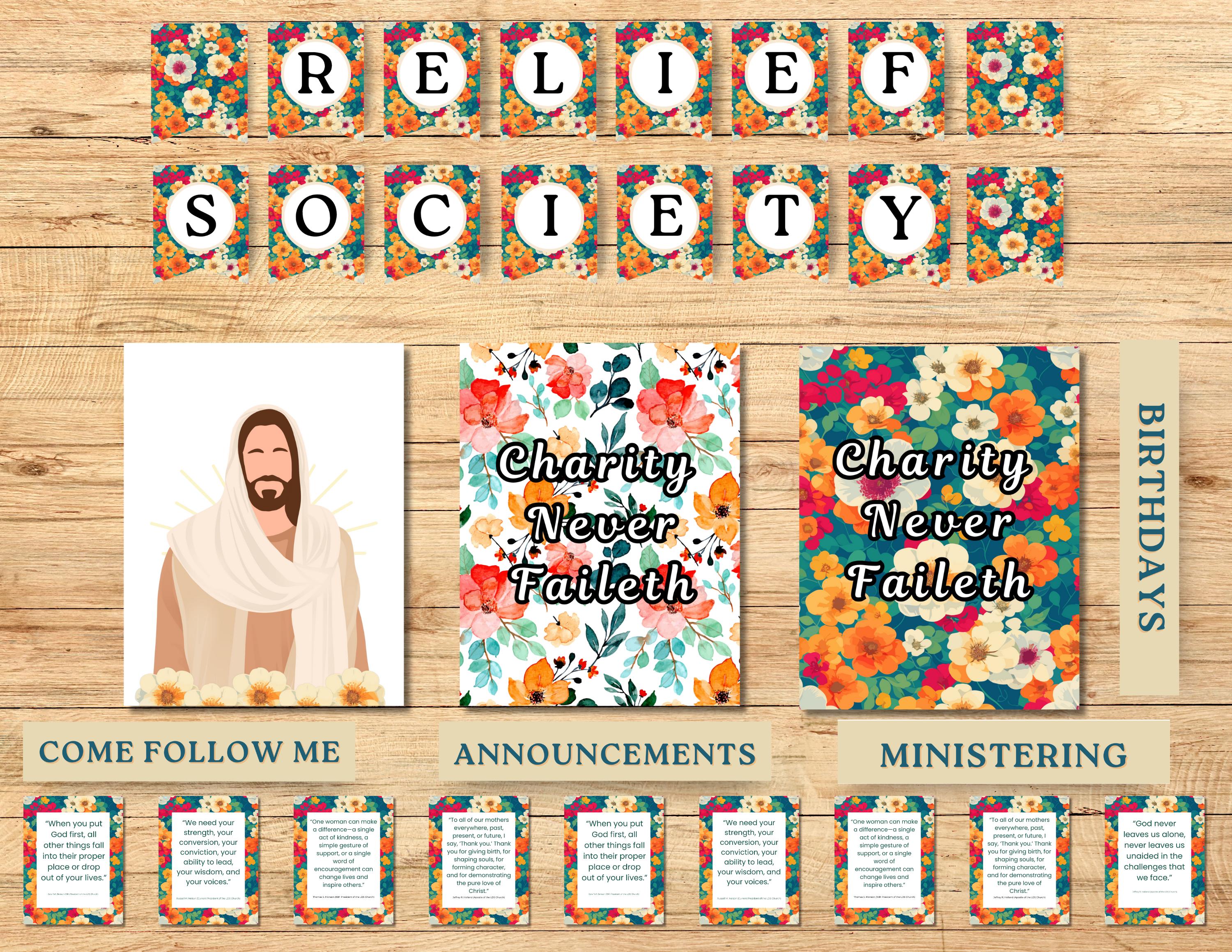 Relief Society Bulletin Board Kit: Floral Banners, Quotes (PDF) - Etsy