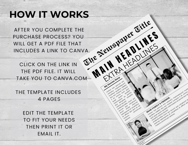 Editable Business Newspaper Template: Canva Newsletter (digital ...