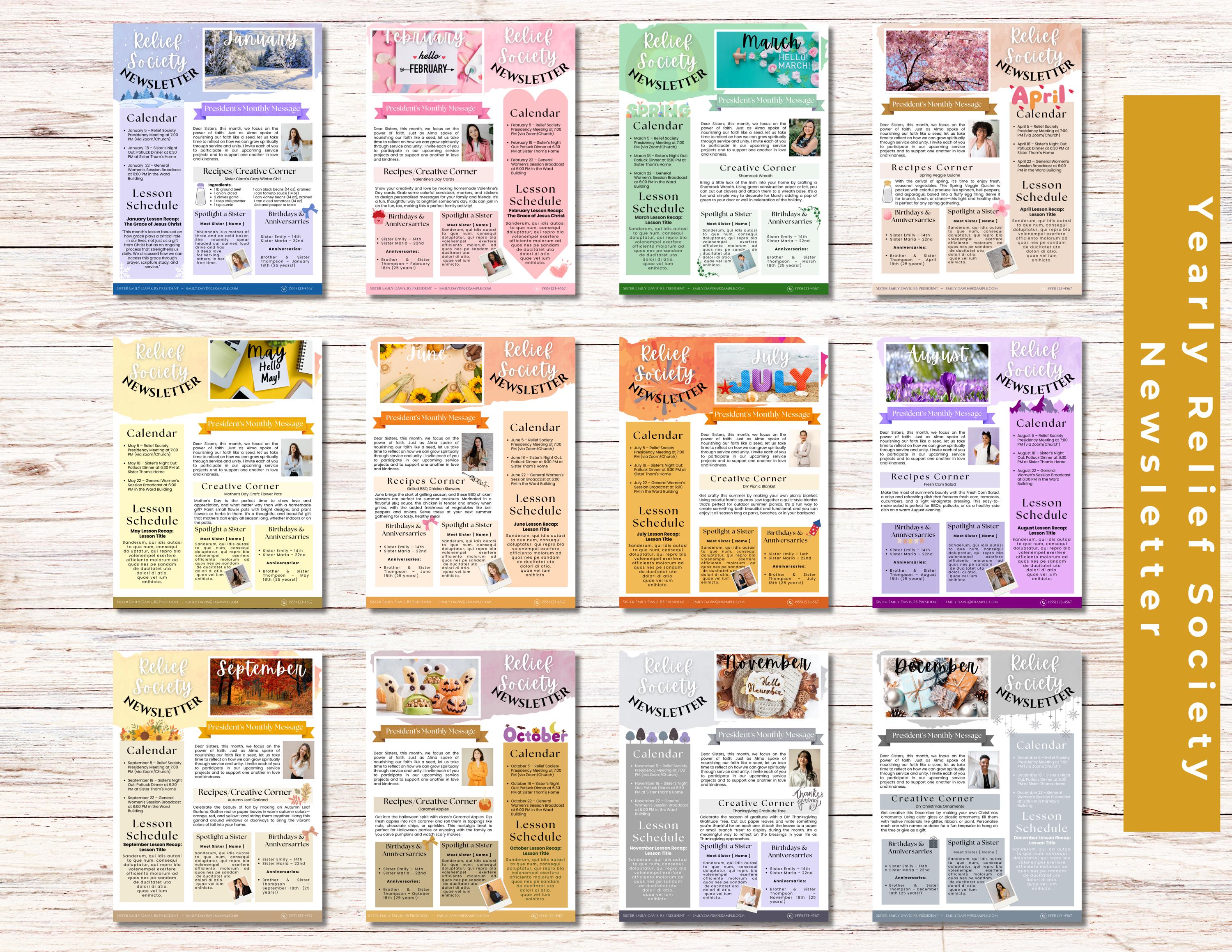 Relief Society Newsletter Template: Editable Canva Design (US Letter ...