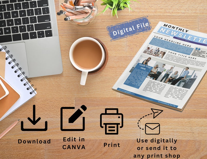 Editable Newsletter Template: Company & Business (A4 Canva Template) - Etsy