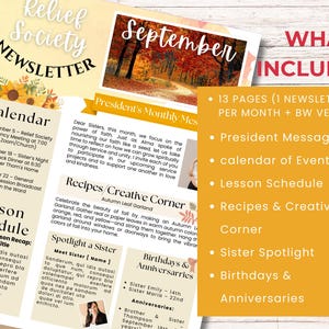 Relief Society Newsletter Template: Editable Canva Design (US Letter ...