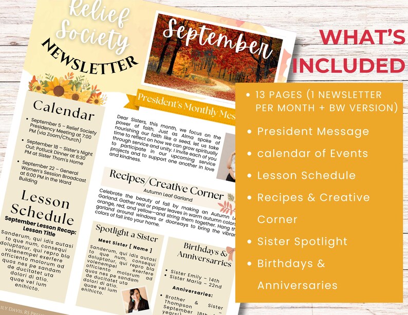 Relief Society Newsletter Template: Editable Canva Design (US Letter ...