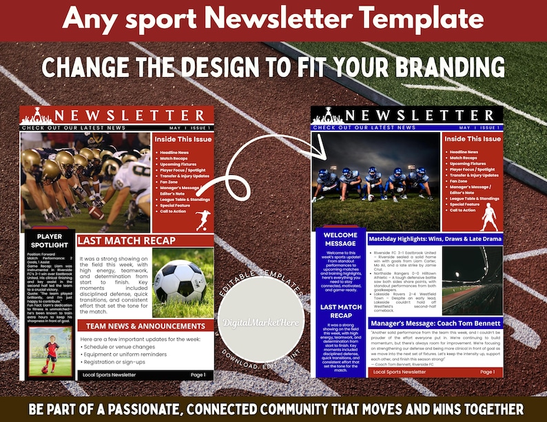 Editable Sports Newsletter Template, Team Newsletter Canva, School ...