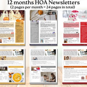 Editable HOA Newsletter Template: 12-month Canva Bundle (8.5x11 ...