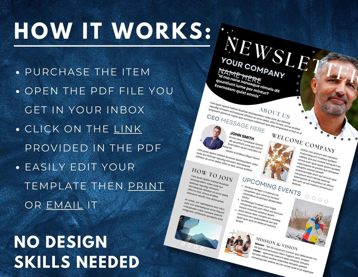 Editable Newsletter Template: Professional Print Design (canva) - Etsy