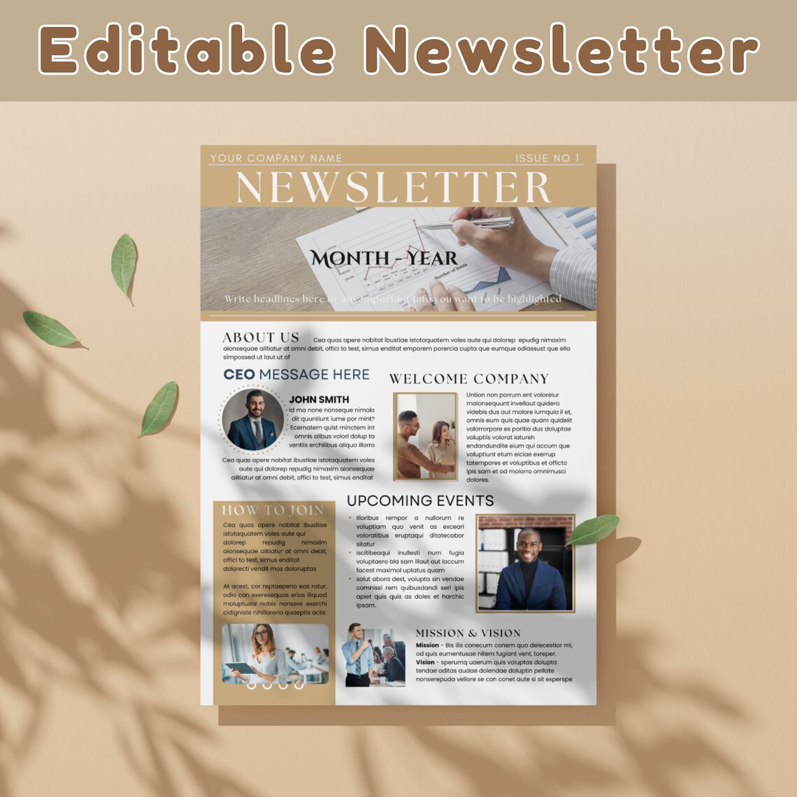 Newsletter Template, Canva Newsletter Template, Editable News Letter ...