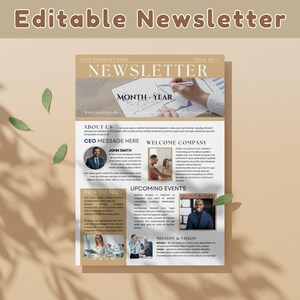 Newsletter Template, Canva Newsletter Template, Editable News Letter ...