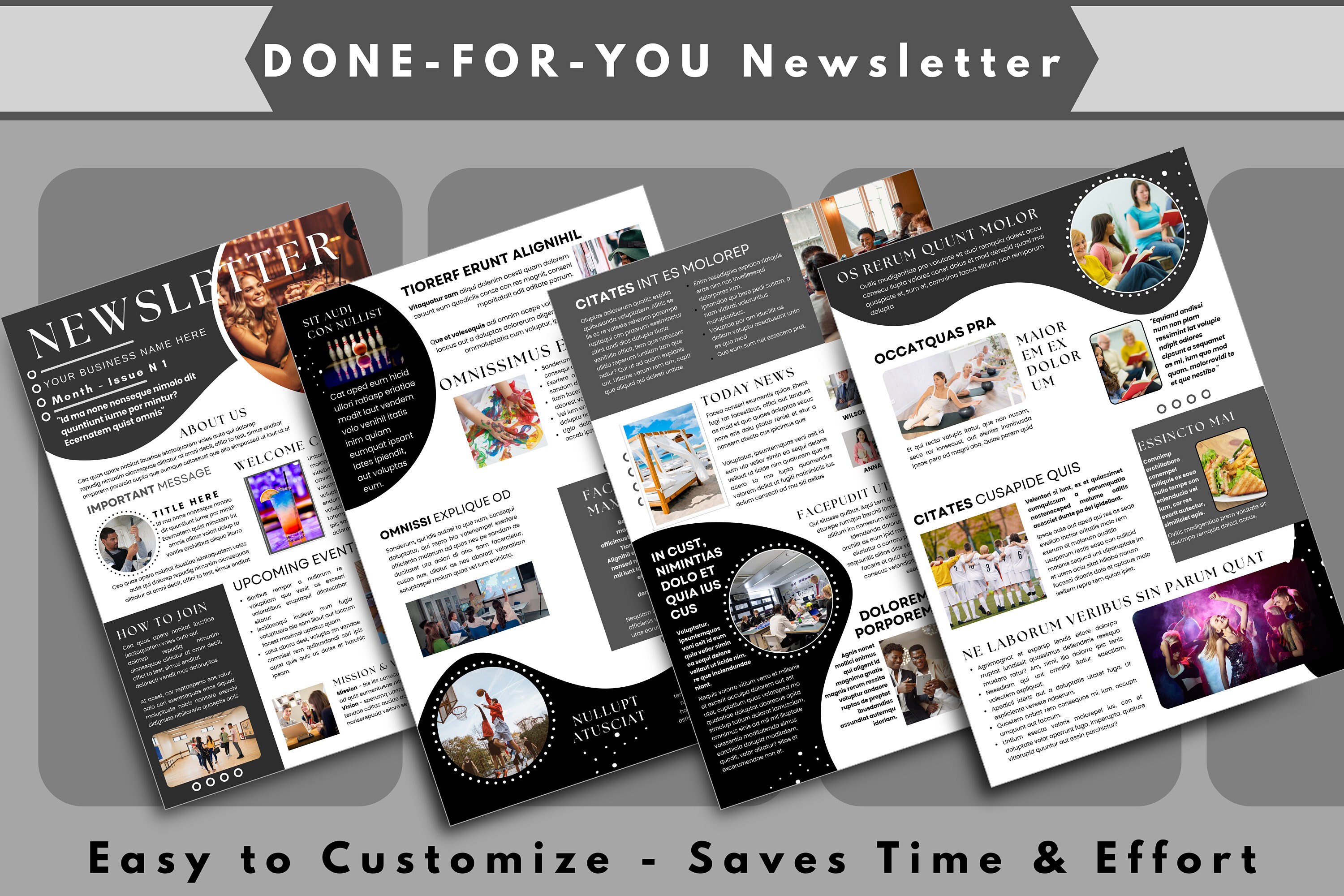 Newsletter Template Canva, Editable Newsletter Template, Email ...