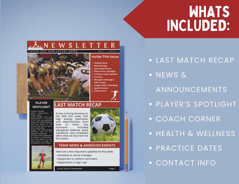 Editable Sports Newsletter Template, Team Newsletter Canva, School ...