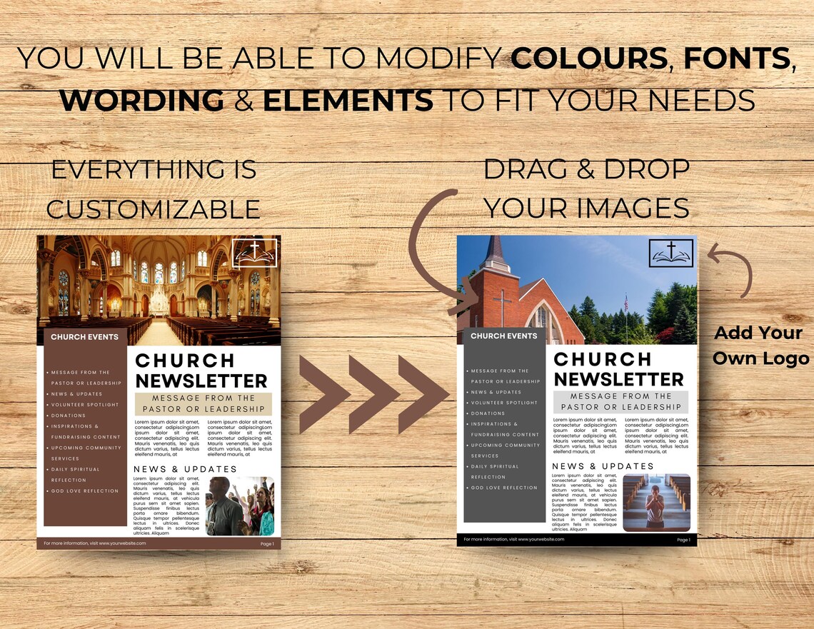 Church Newsletter Template: Modern 4-page Design (canva Editable ...
