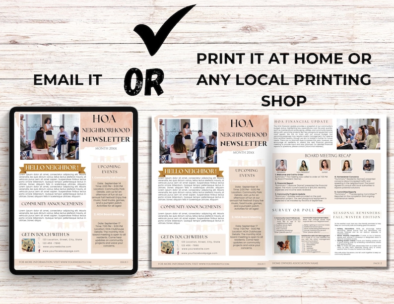 HOA Newsletter Canva Template, Hoa Neighborhood Newsletter, Newsletter ...
