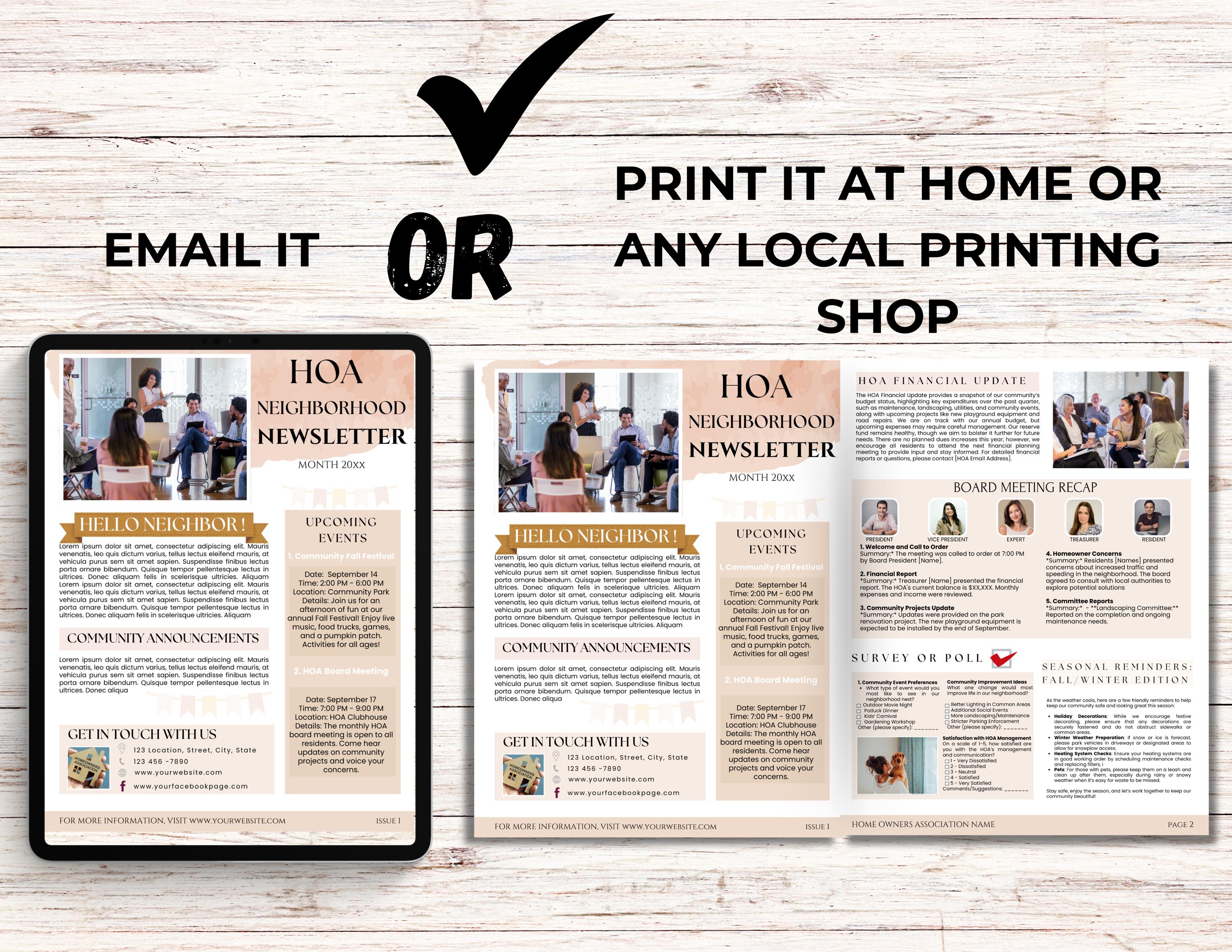 HOA Newsletter Canva Template, Hoa Neighborhood Newsletter, Newsletter ...