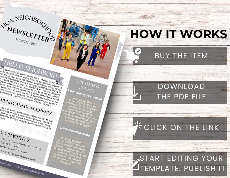 Editable HOA Newsletter Template: Community Updates (canva, Instant ...
