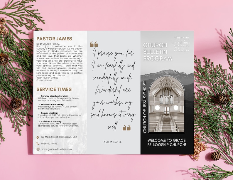 Editable Church Bulletin Template: Bifold & Trifold Program (canva) - Etsy