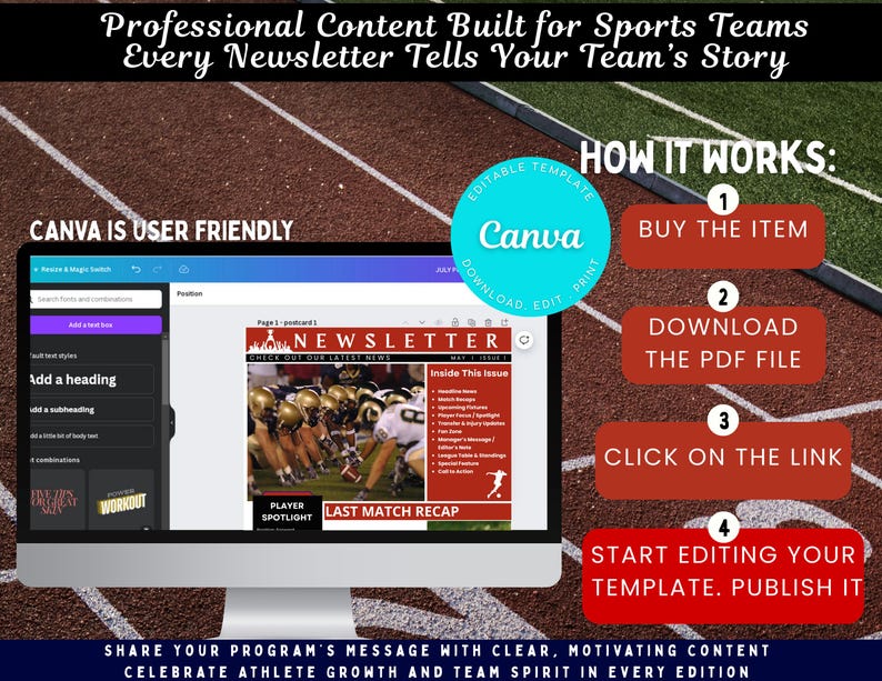 Editable Sports Newsletter Template, Team Newsletter Canva, School ...