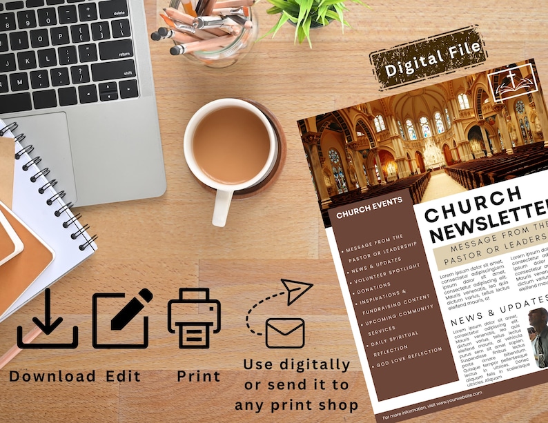 Church Newsletter Template, Church Flyer, Church Magazine, Email ...