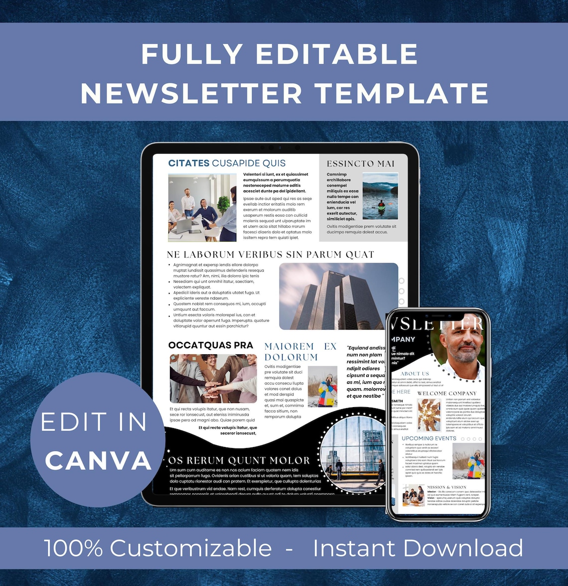 Editable Newsletter Template, Professional Newsletter Print, Canva ...