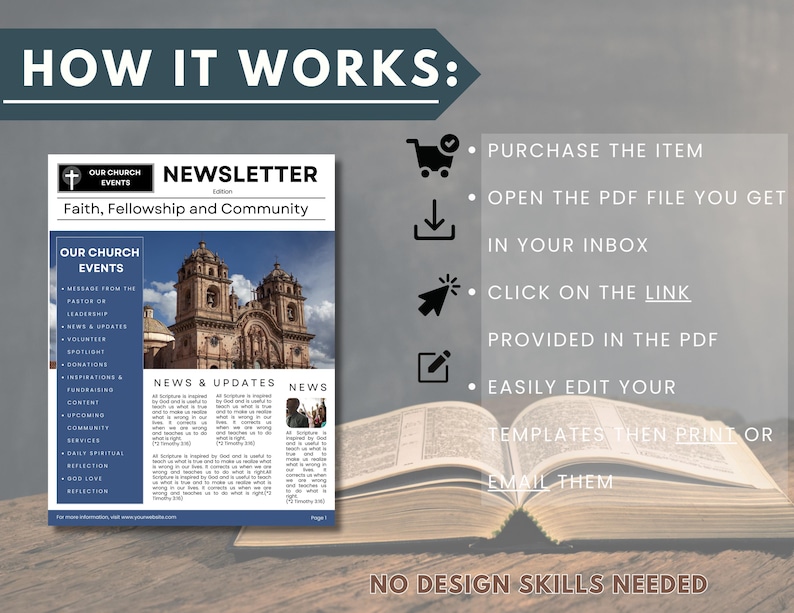 Church Newsletter Template: Modern 4-page Design (canva Editable ...