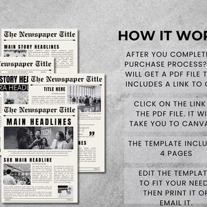 Editable Newspaper Canva Template, Newspaper Printable, Wedding ...
