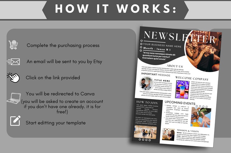 Newsletter Template Canva, Editable Newsletter Template, Email ...