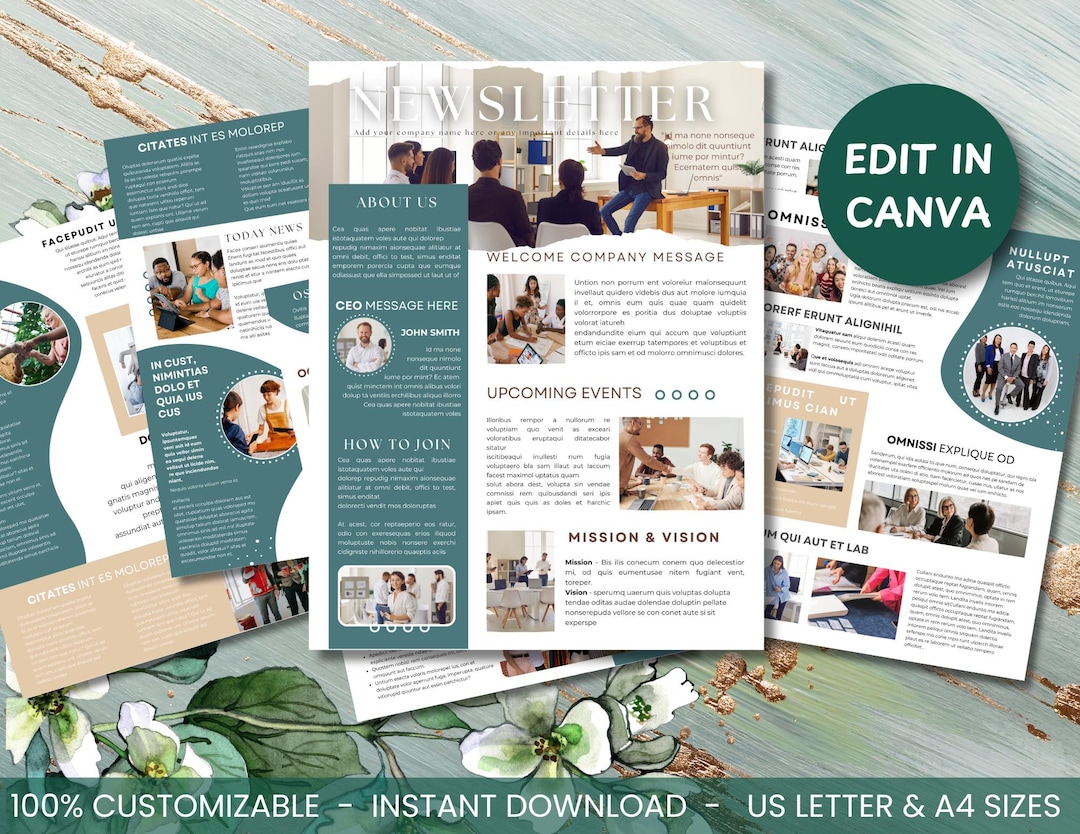 Editable Canva Newsletter Template: Business, Nonprofit (digital ...