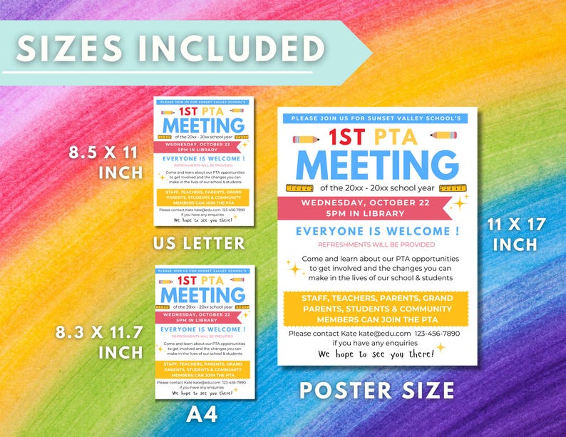 PTO PTA Flyer Bundle, Recruitment, Membership, Editable PTA Meeting ...