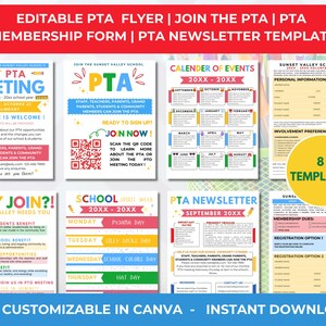 Editable PTA / PTO Bundle, Recruitment Flyers, Newsletter, Calendar of ...