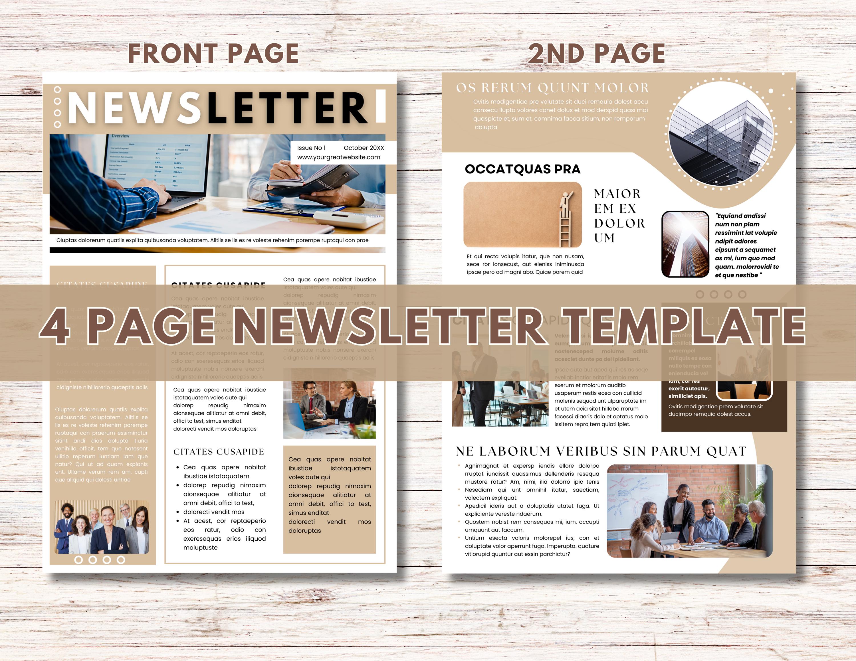 Newsletter Template Canva, Editable Newsletter, Email Newsletter, 4 ...