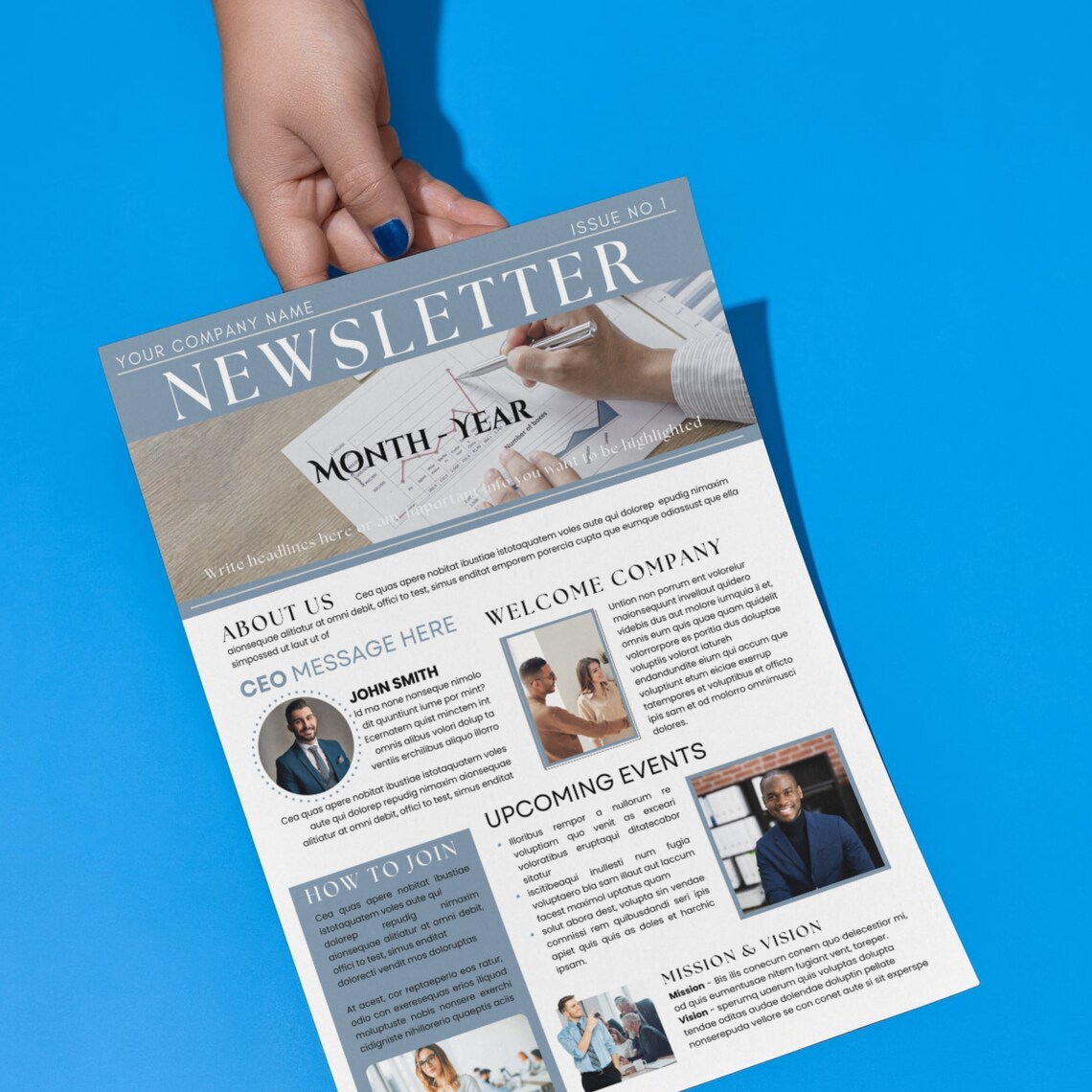 Editable Business Newsletter, 4 Page Newsletter Template, Company ...