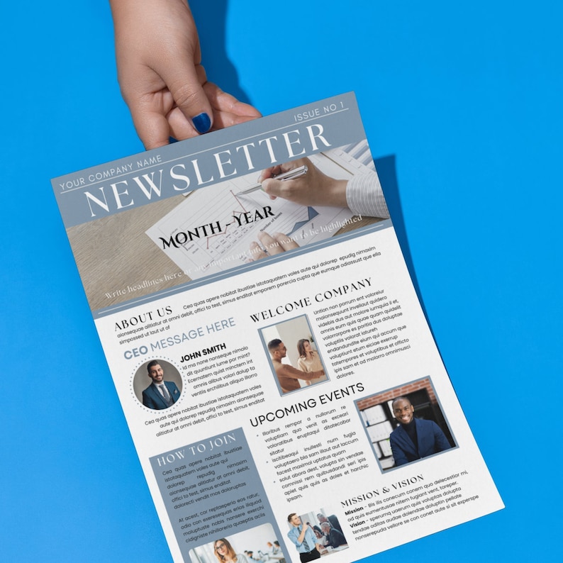 Editable Business Newsletter, 4 Page Newsletter Template, Company ...