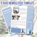 2 Page Newsletter Template, Editable Canva Newsletter, Business ...