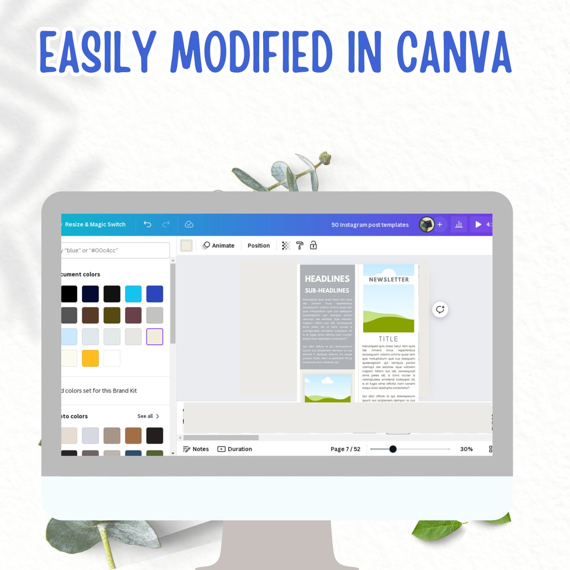 2 Page Newsletter Template, Editable Canva Newsletter, Business ...